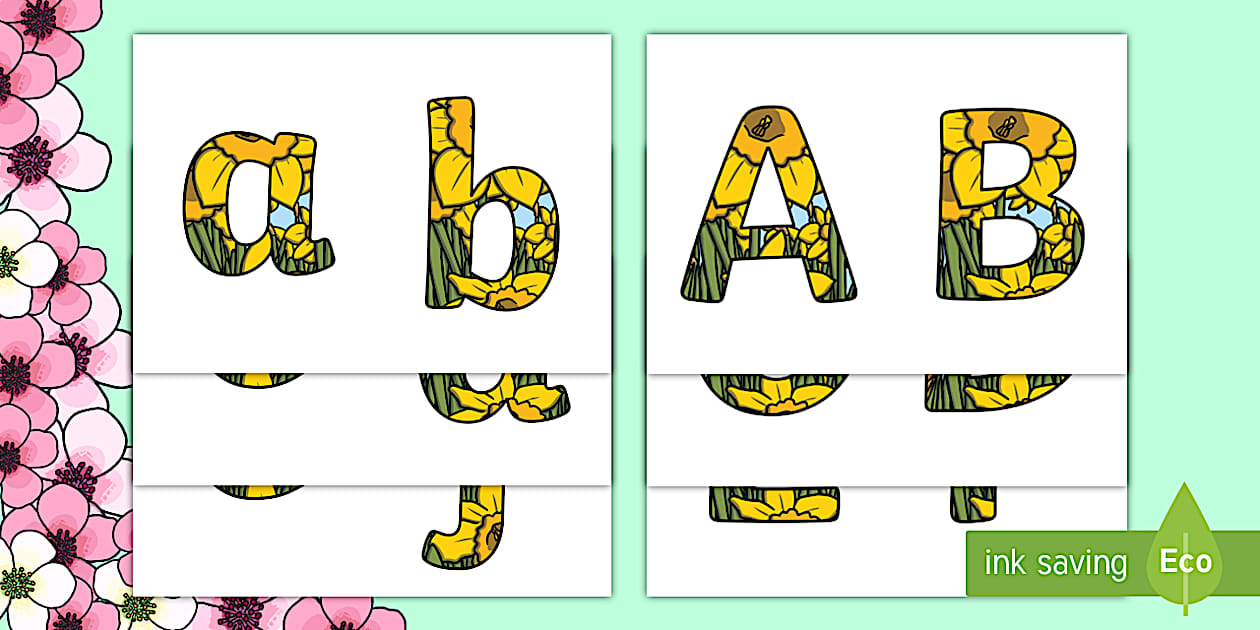 Editable Spring Themed Display Lettering Full Alphabet