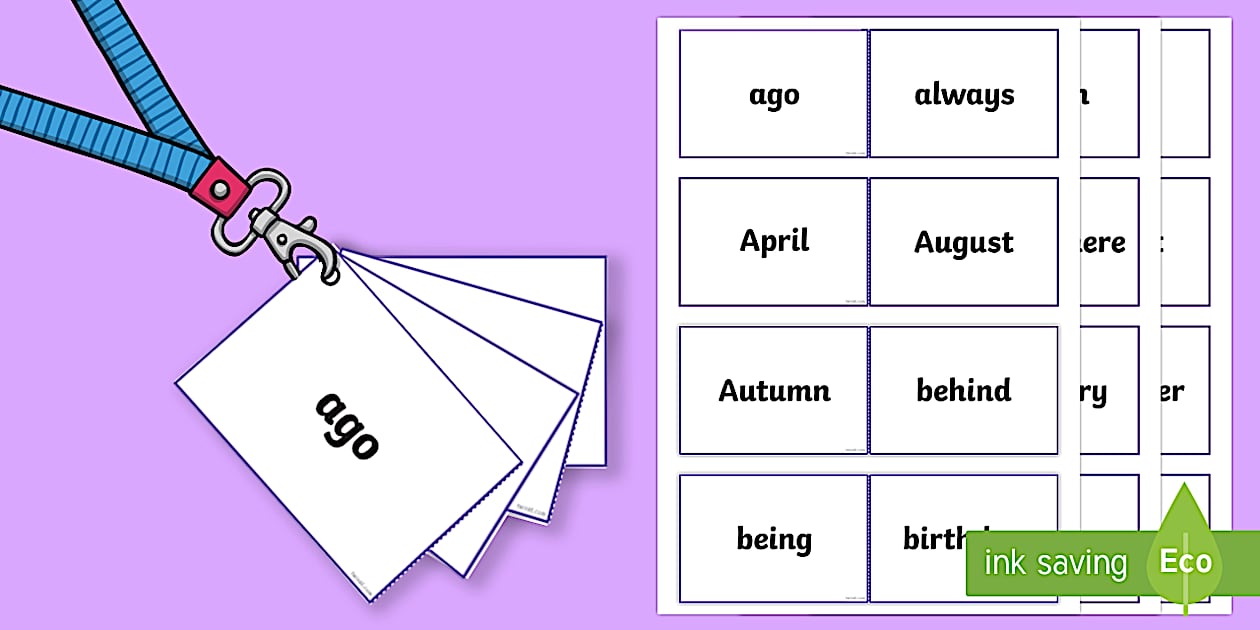 Lanyard Sized Australia Year Four Core Word Cards - Twinkl