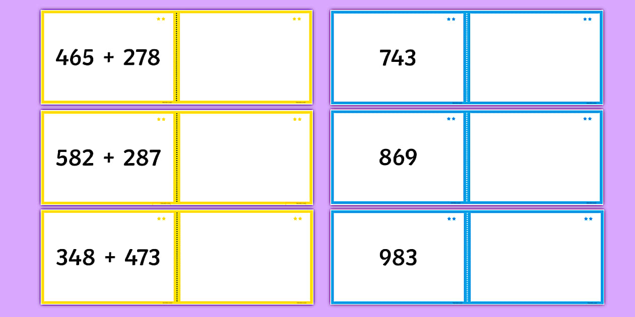 Adding 2 Three-Digit Numbers Matching Cards - Twinkl