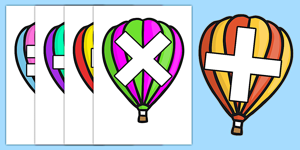 👉 Maths Signs on Hot Air Balloons (teacher made) - Twinkl