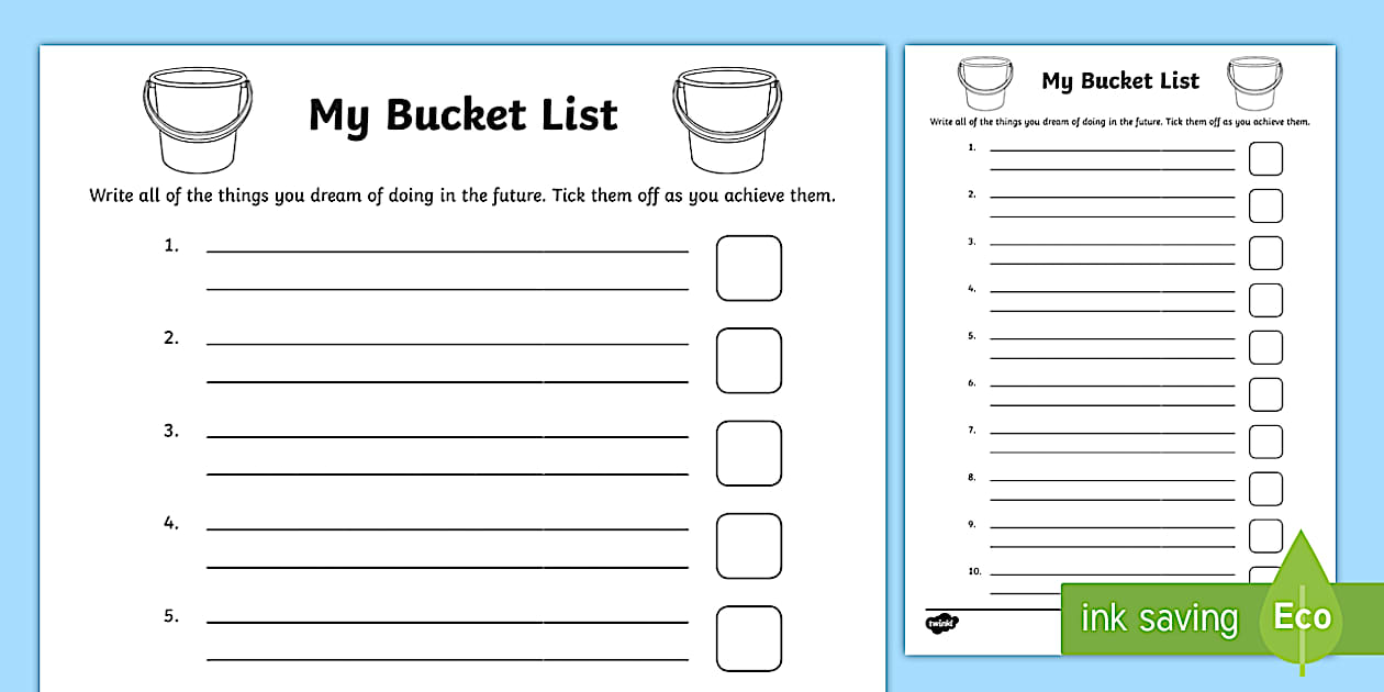 Editable My Bucket List Worksheet (teacher made) - Twinkl