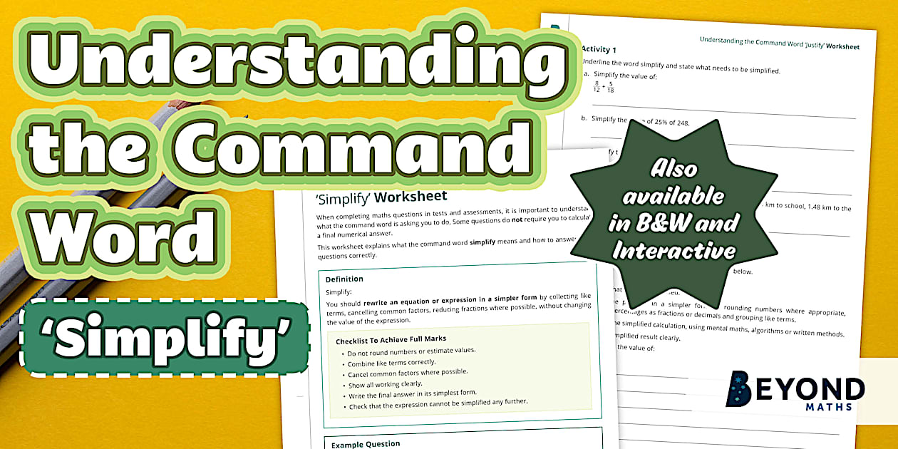 Simplifying Command Word Worksheet