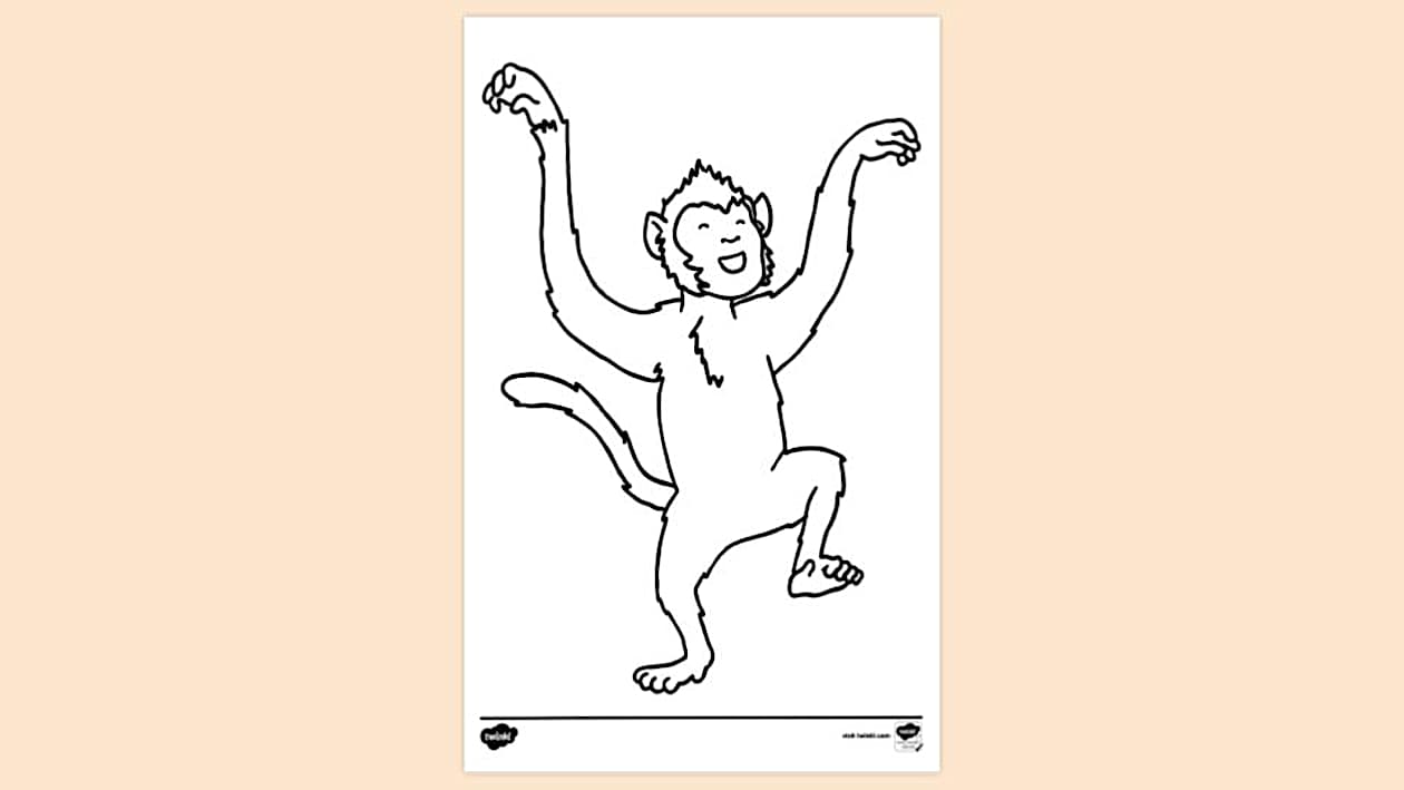 Baby Monkey Colouring Sheet | Colouring Sheets - Twinkl