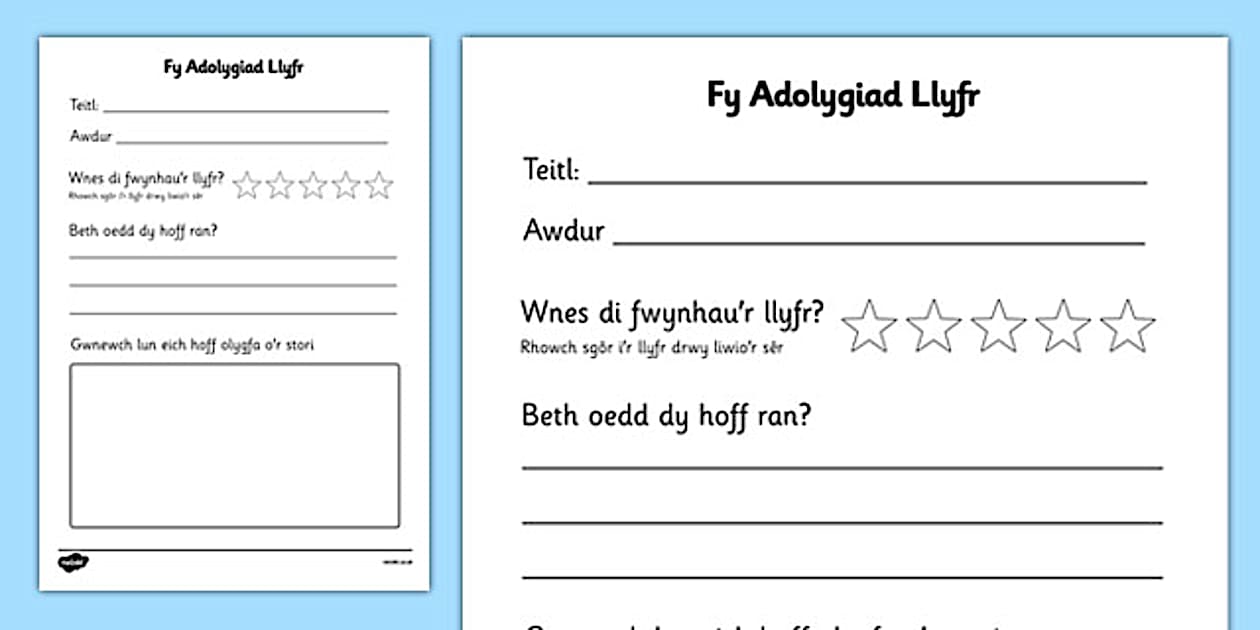Ffrâm Ysgrifennu Adolygiad Llyfr (teacher made) - Twinkl