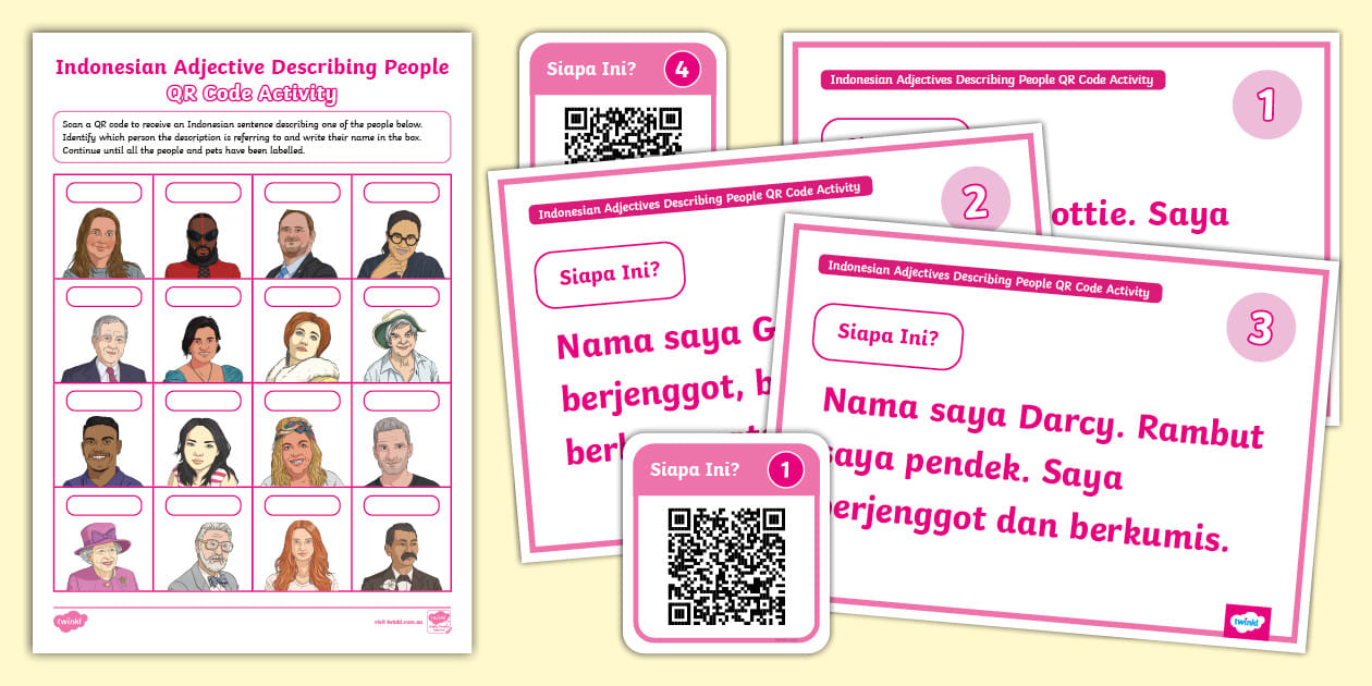 QR Code Hunt - Indonesian Adjectives Describing People