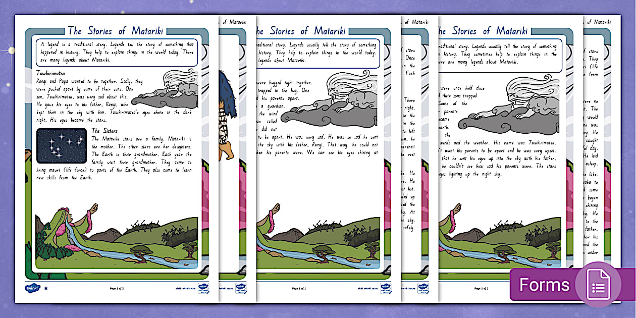 Matariki Differentiated Reading Comprehension Activity