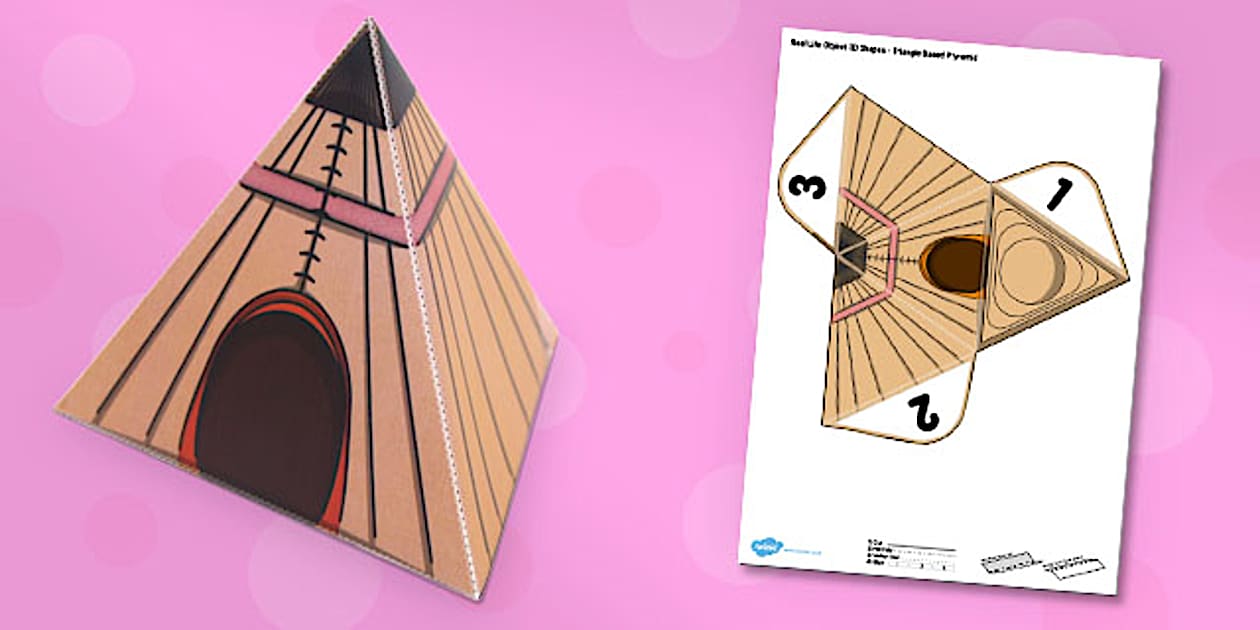 3D Shapes Triangular Based Pyramid Paper Model - Twinkl