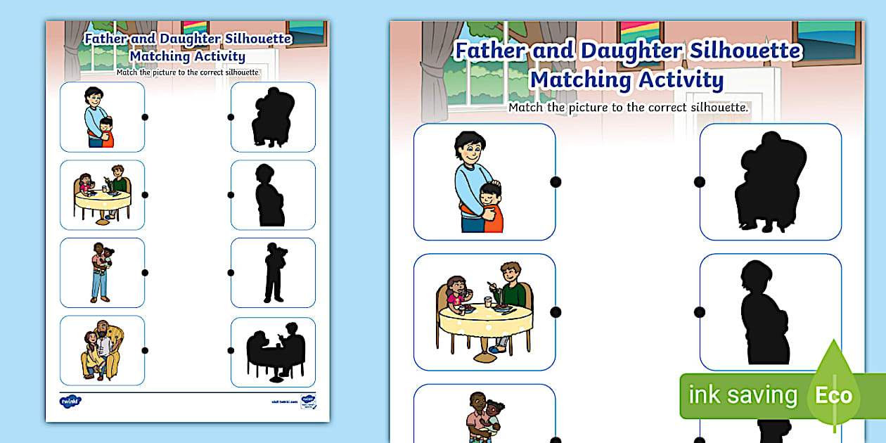 Father and Daughter Silhouette Matching Activity - Twinkl