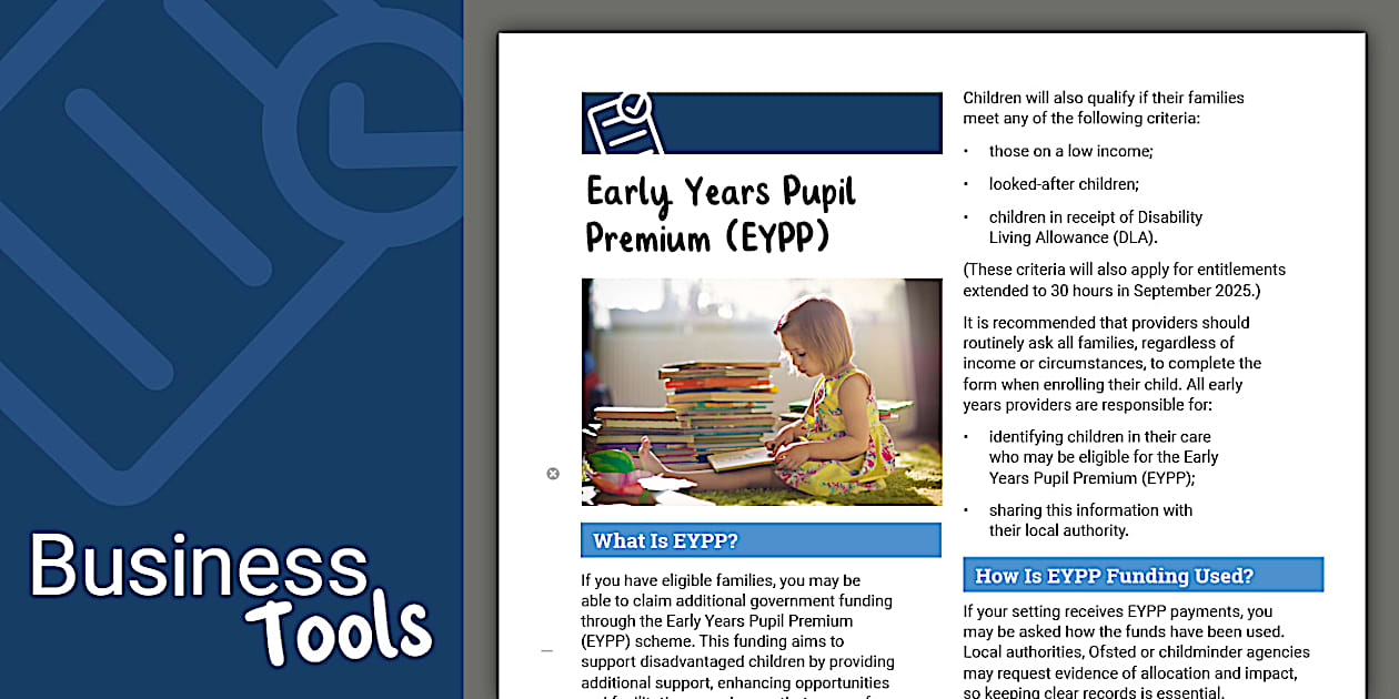 Early Years Pupil Premium (EYPP) Information Sheet - Twinkl