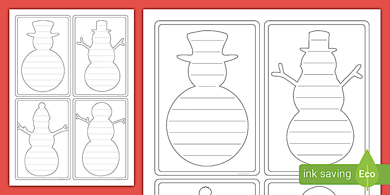 Snowpeople Christmas Card Inserts - Shape Poems - Twinkl