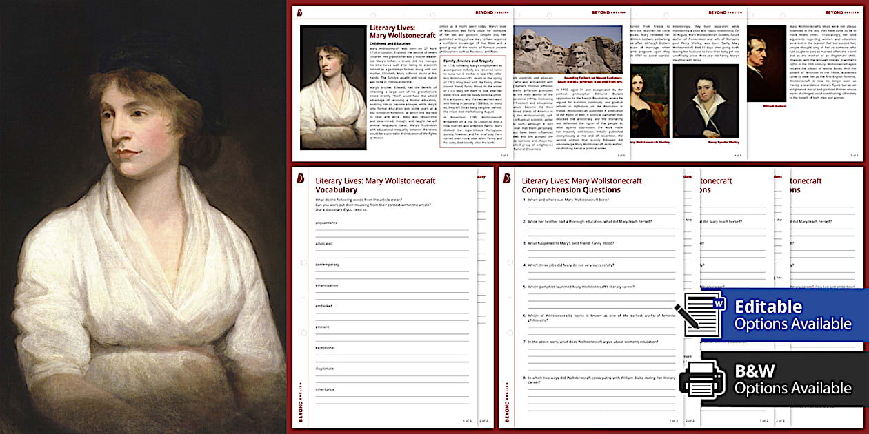 Literary Lives: Mary Wollstonecraft Reading Comprehension