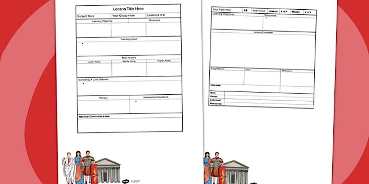 Roman Themed Editable Individual Lesson Plan Template - plans