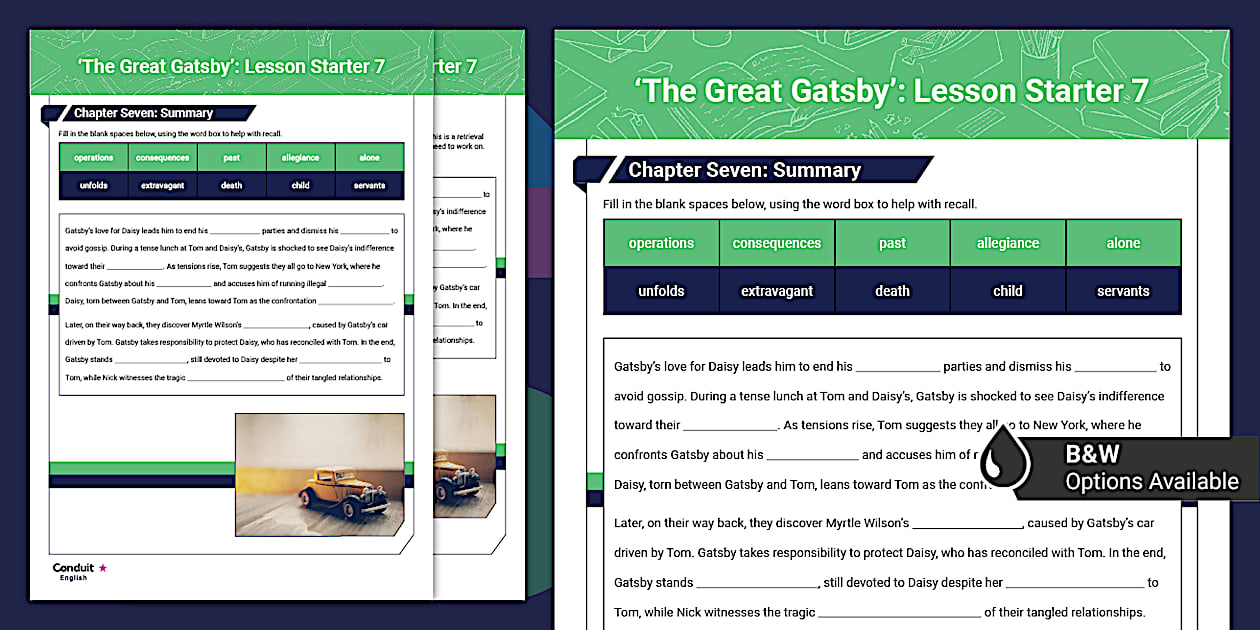 'The Great Gatsby': Lesson Starter 7 (teacher made) - Twinkl