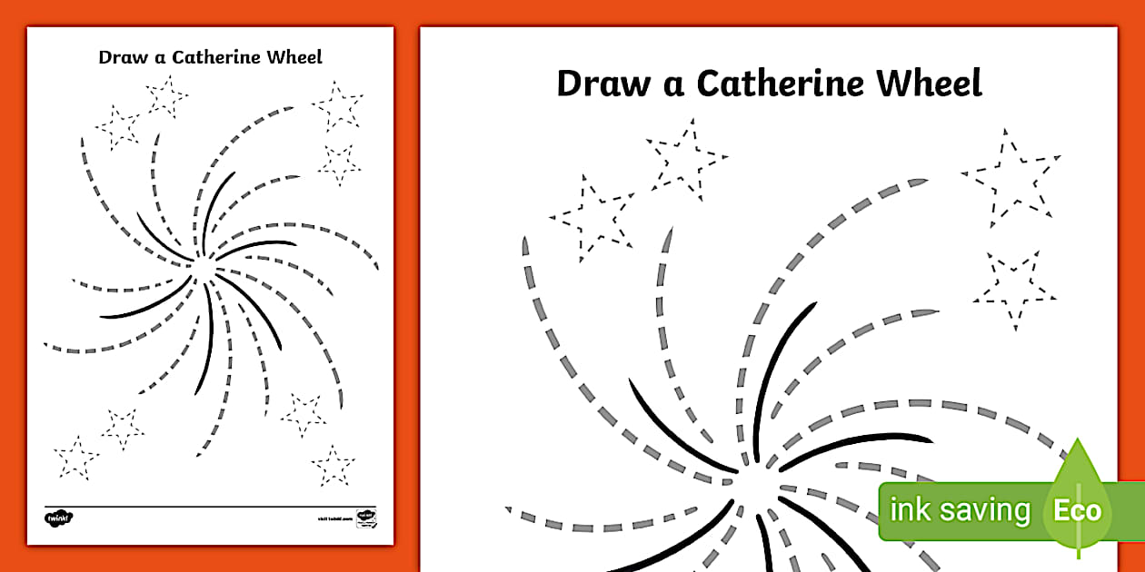 Draw a Catherine Wheel Firework Pencil Control Activity