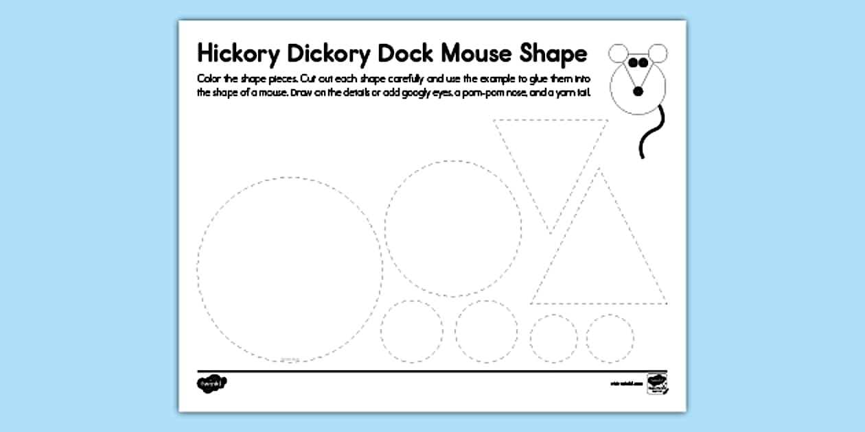 Hickory Dickory Dock Mouse Shape Craft Activity - Twinkl