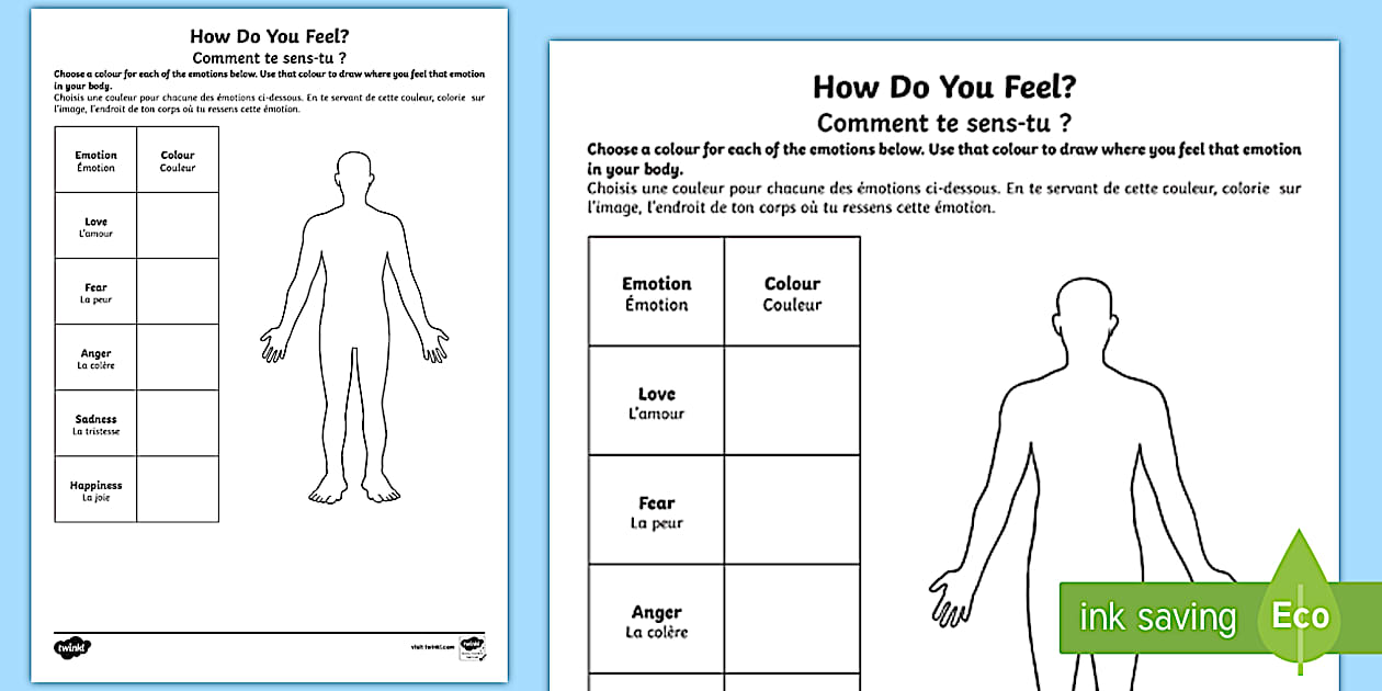 Mindful Me: How Do You Feel? Worksheet / Worksheet English/French