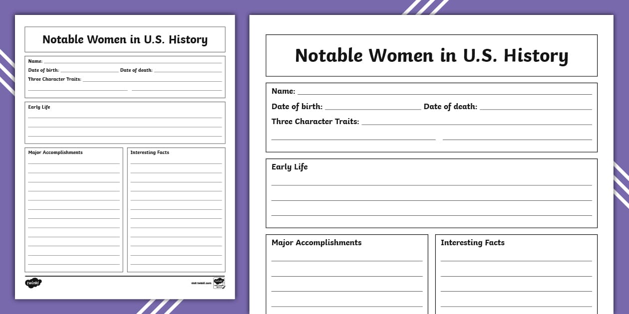 Graphic Organizer | Important Women in American History