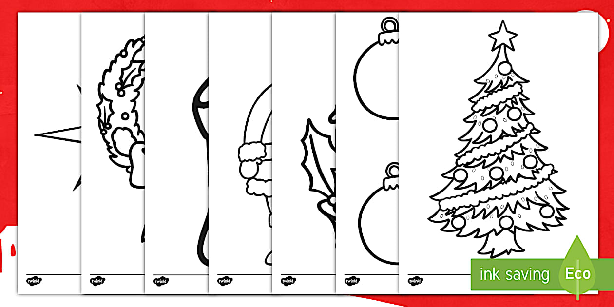 Tarjetas de Navidad para colorear (teacher made) - Twinkl