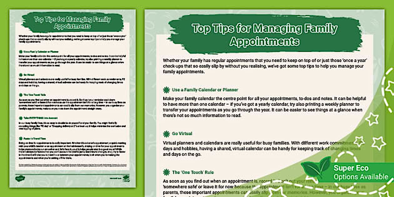 Top Tips for Managing Family Appointments (teacher made)