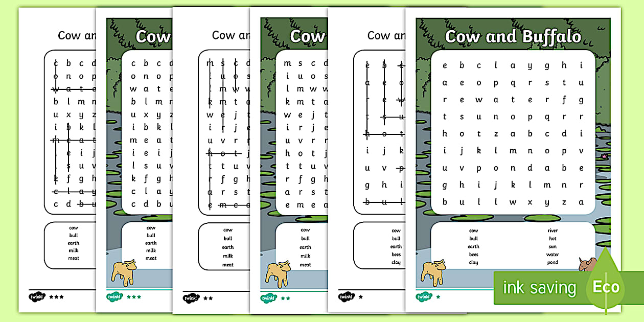 The Cow and the Buffalo Differentiated Word Search - Twinkl