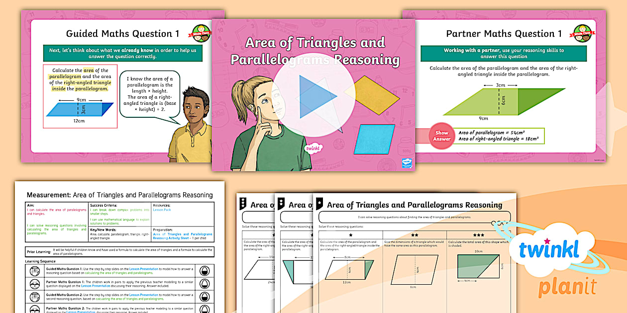 Year 6 Area of Parallelograms and Triangles PlanIt Maths Lesson 3