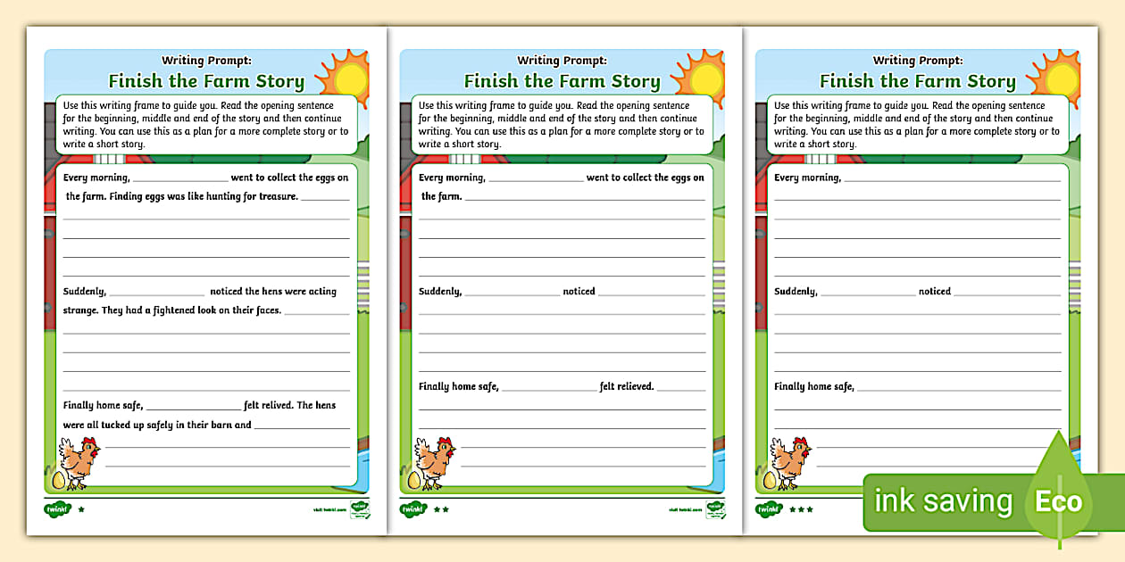 Writing Prompt: Finish the Farm Story Worksheet