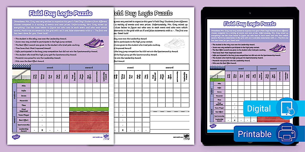 Field Day Puzzle for 3rd-5th Grade (Teacher-Made) - Twinkl