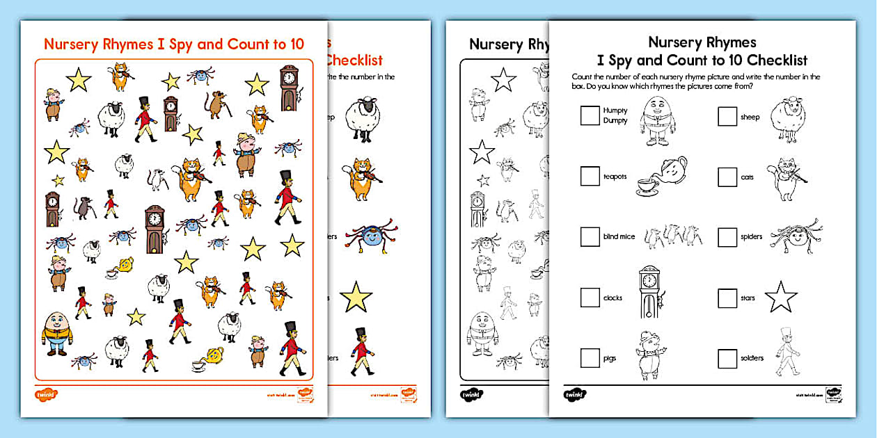 Nursery Rhymes I Spy and Count to 10 Activity - Twinkl