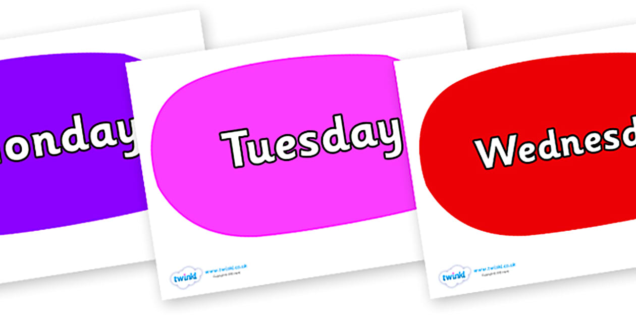 Days of the Week on Speech Bubbles (Multicolour) - Twinkl