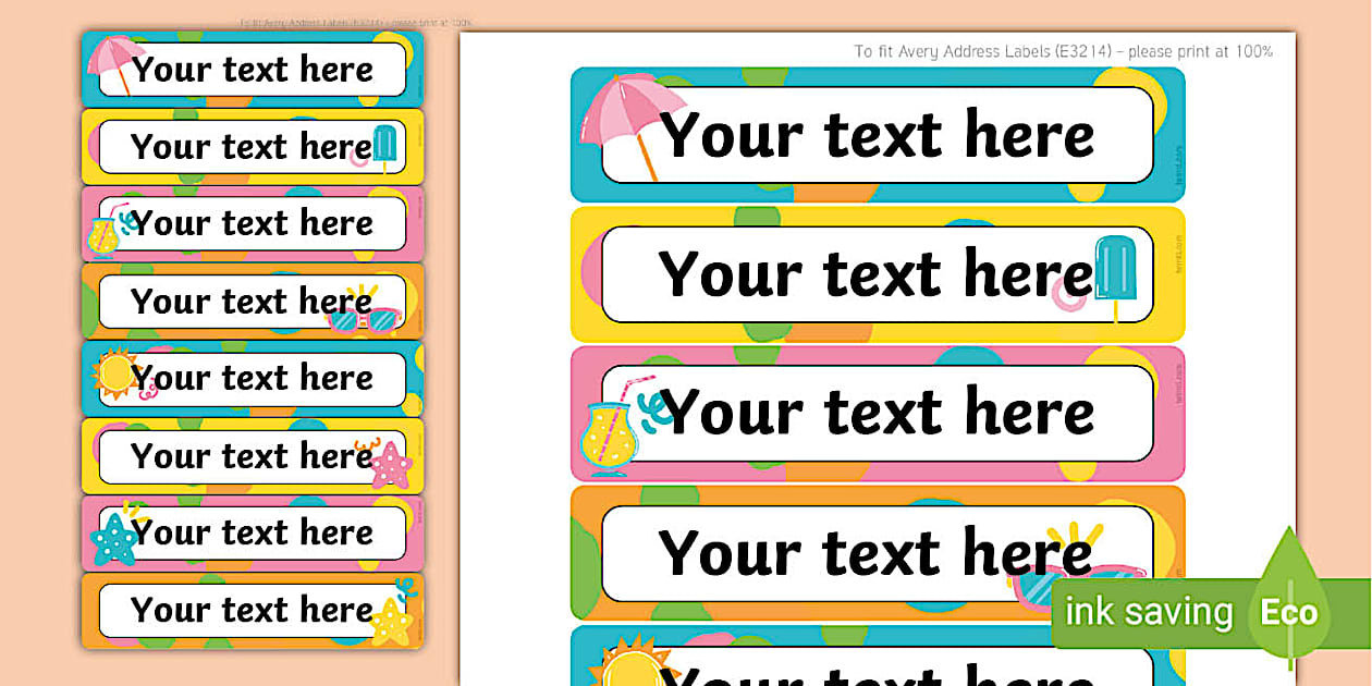 Summer Vibes Themed Editable Tray Labels (Teacher-Made)