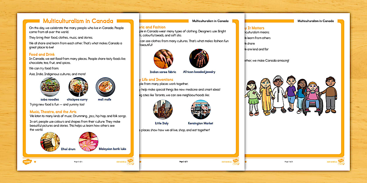 Multiculturalism In Canada Primary Reading Comprehension