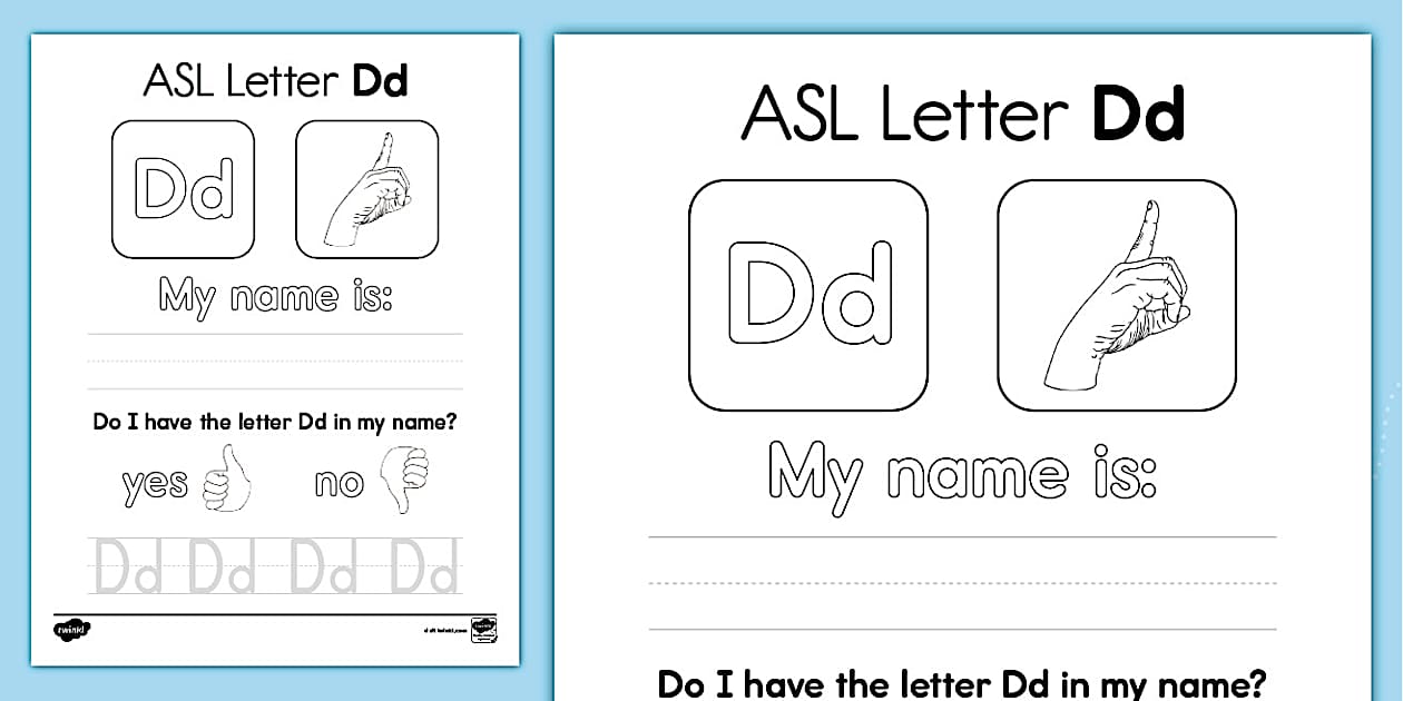 ASL Letter Dd Worksheet (teacher made) - Twinkl
