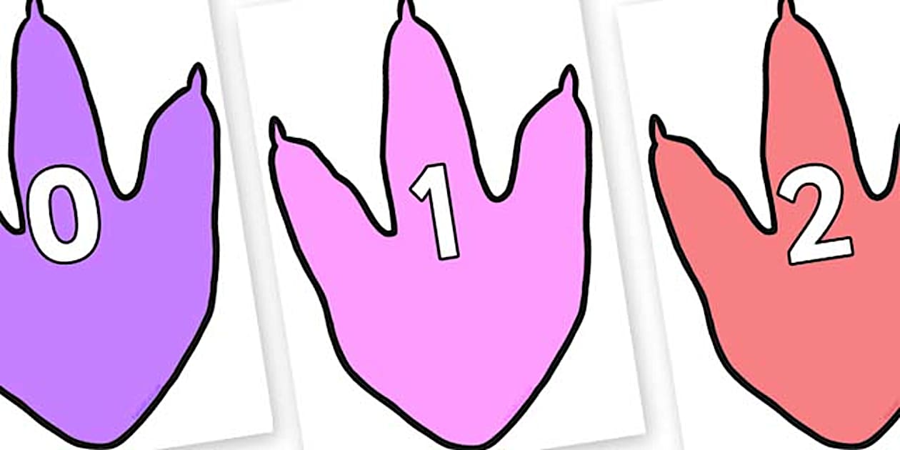 Numbers 0-100 on Dinosaur Footprint (teacher made) - Twinkl