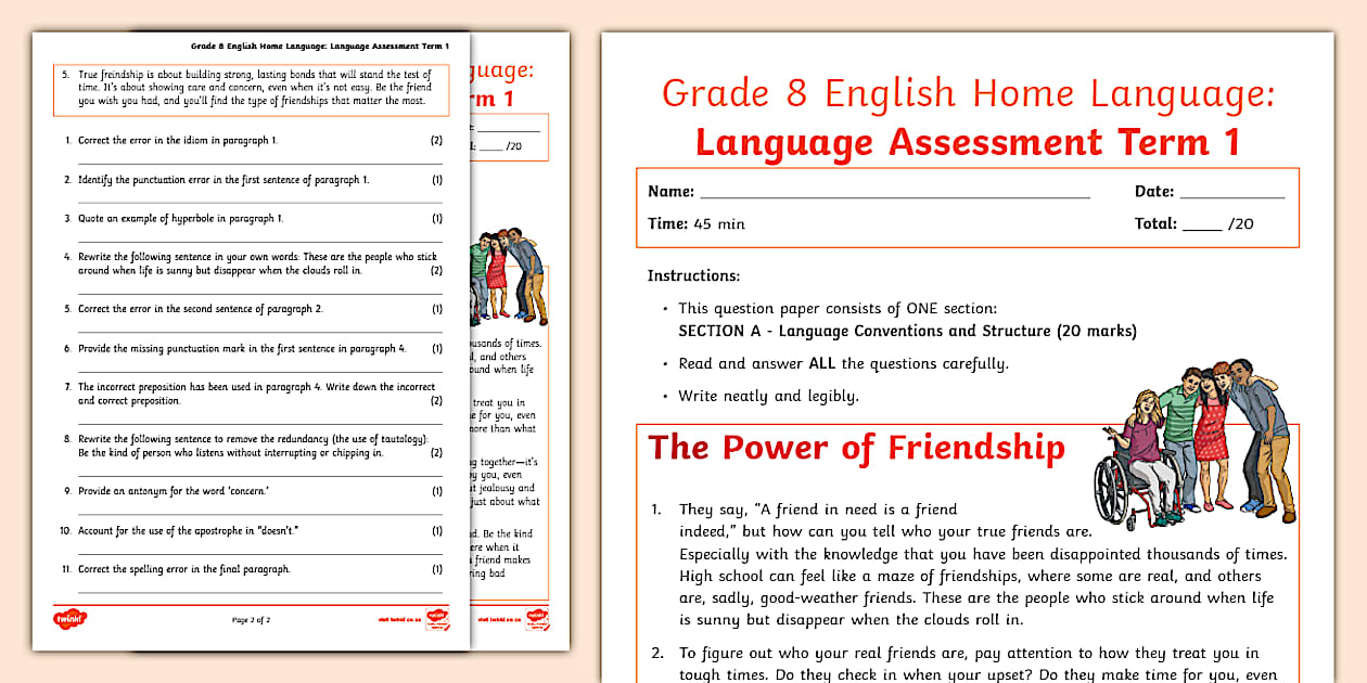 Grade 8 English Home Language: Language Assessment Term 1