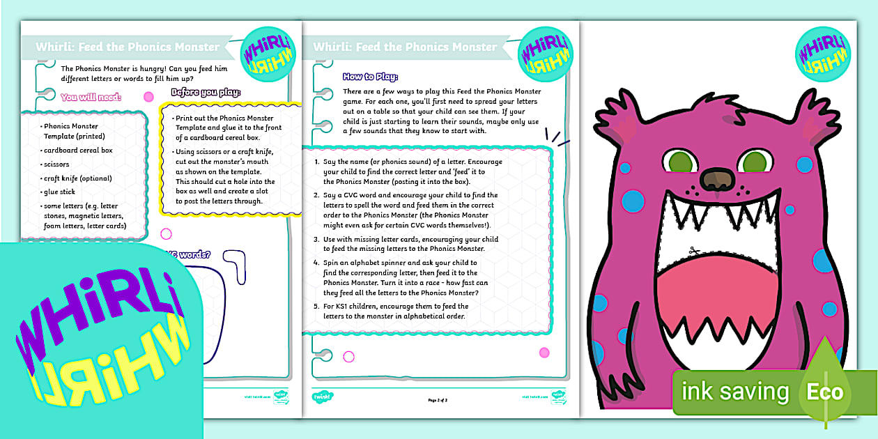 Whirli: Feed the Phonics Monster Activity | Twinkl