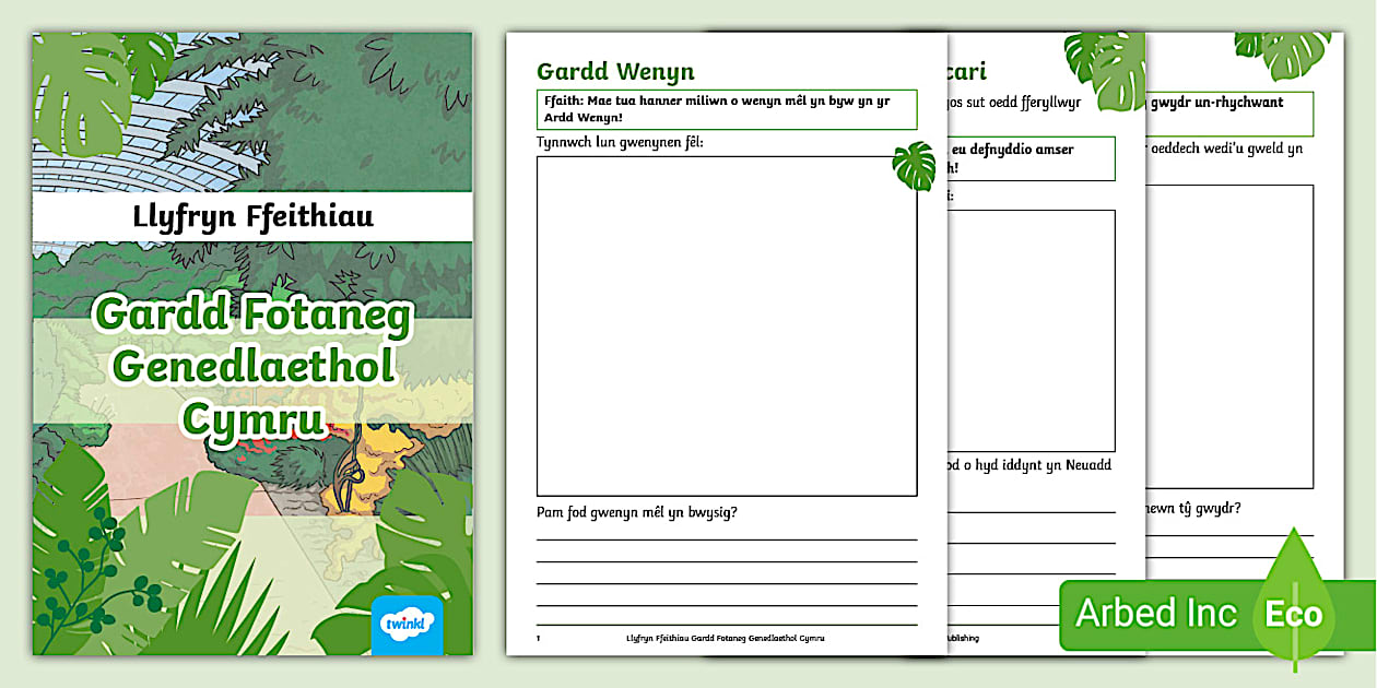 Llyfryn Ysgrifennu Ffeithiau am yr Ardd Fotaneg Cenedlaethol