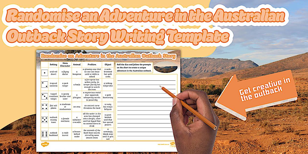 Randomise an Adventure in the Australian Outback Story Writing Template