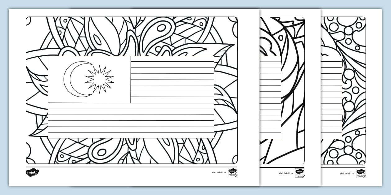 Malaysia Flag Mindfulness Colouring Sheets (Teacher-Made)