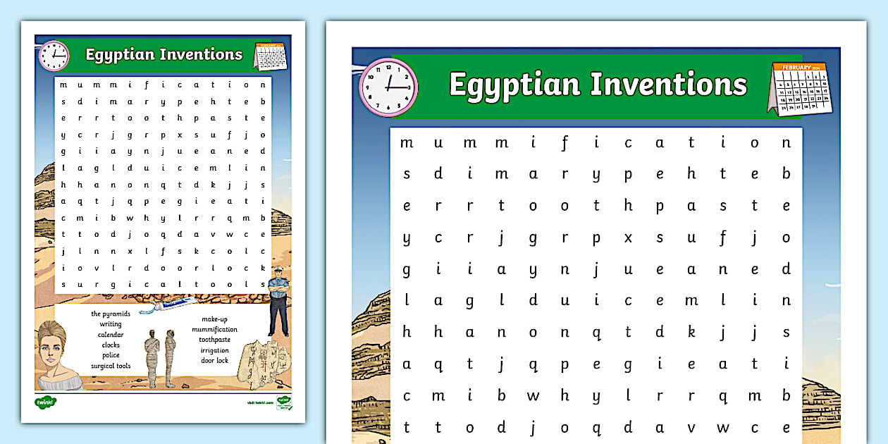 Egyptian Inventions Word Search (teacher made) - Twinkl