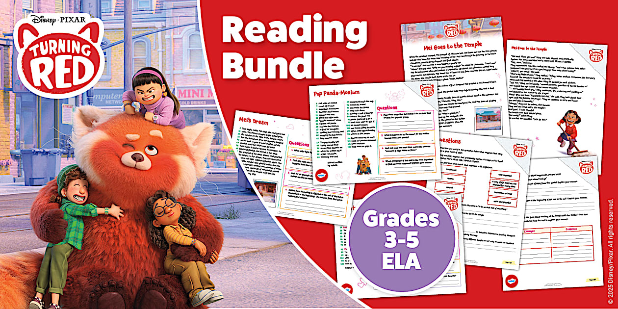 Turning Red: Reading Comprehension Pack for 3rd-5th Grade