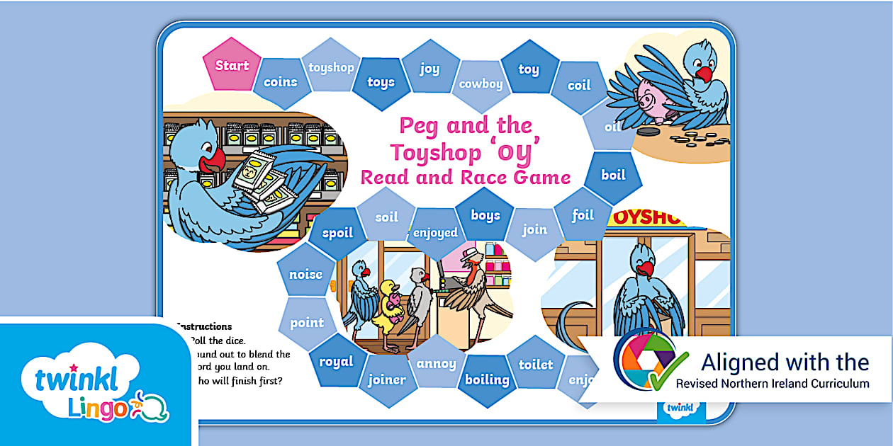 Peg and the Toyshop 'oy' Read and Race Game (Teacher-Made)