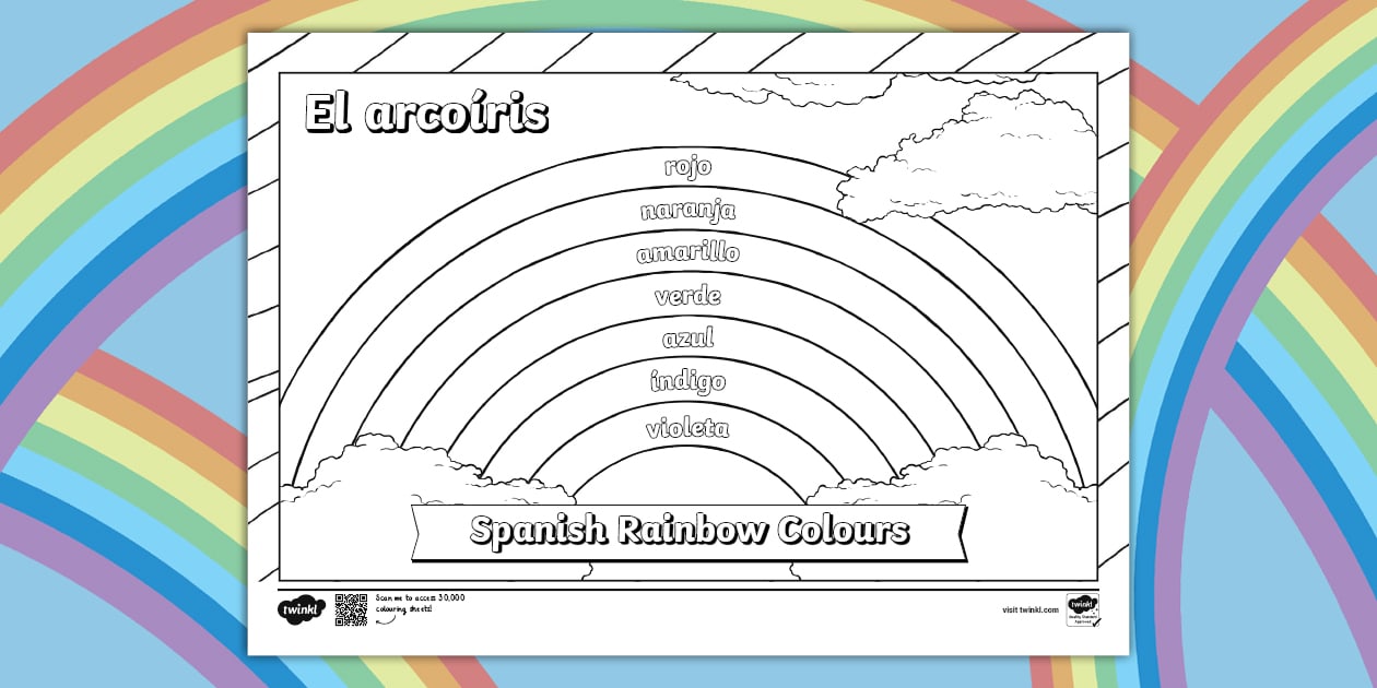 Spanish: Rainbow Colours Colouring Sheet (Lehrer gemacht)