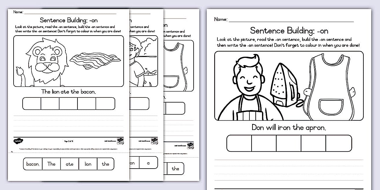 Phonics Sentence Building: -on (teacher made) - Twinkl