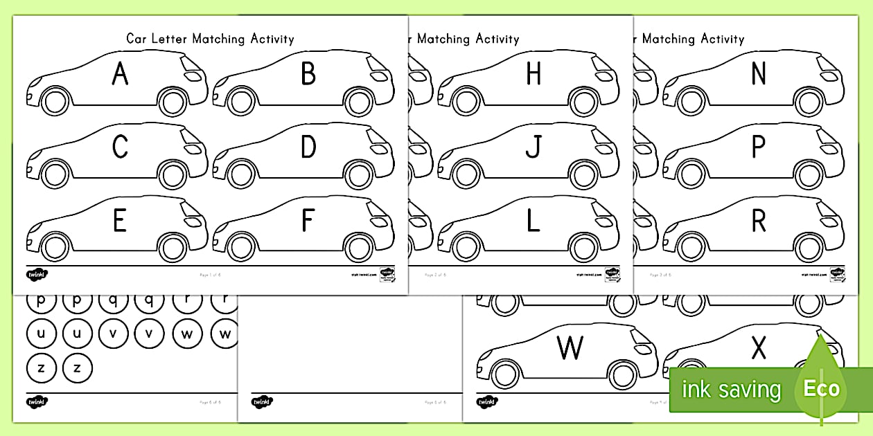 Car Letter Matching Worksheet (teacher made) - Twinkl