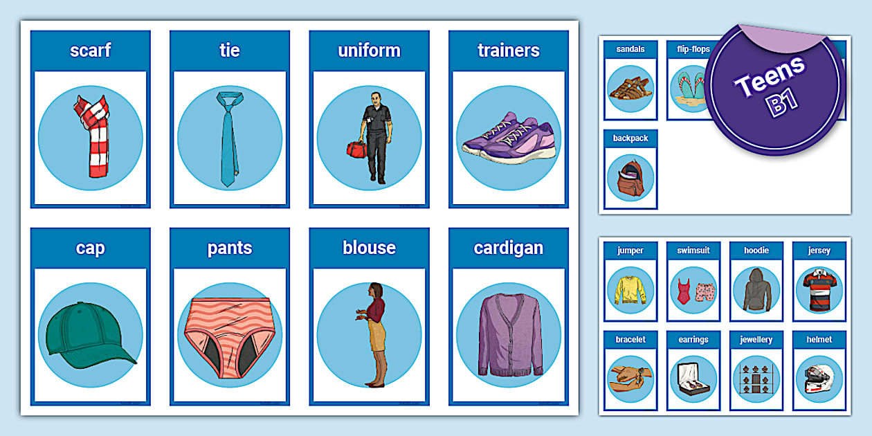 Clothes Vocabulary Cards [Teens, B1]