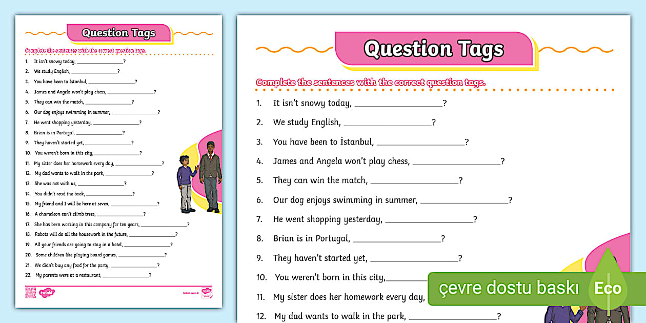 Question Tags | Complete the Sentences Activity - Twinkl