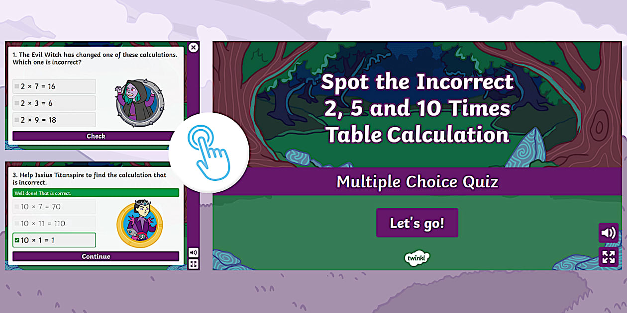 2 5 10 Times Tables Online Quiz Multiple Choice (Arithmagic)