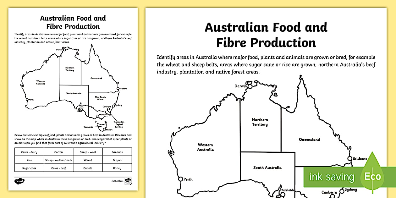 Australian Food and Fibre Production Activity Sheet | Twinkl