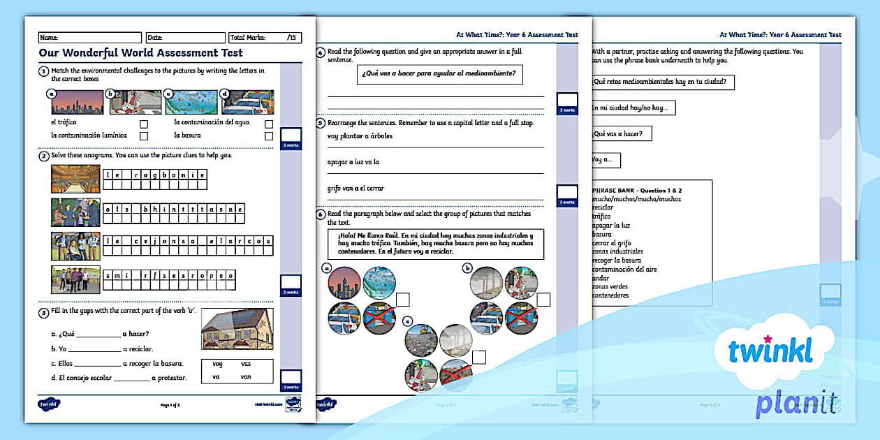 👉 Spanish Assessment: Year 6 Our Wonderful World
