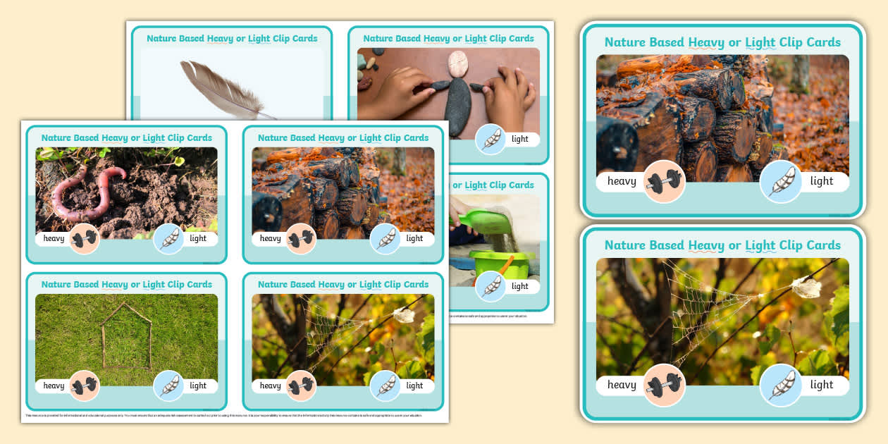 Nature Based Heavy or Light Clip Cards (professor feito)